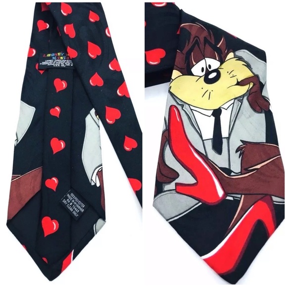 Warner Bros. | Accessories | Vintage Looney Tunes Necktie Taz Hearts 4x ...